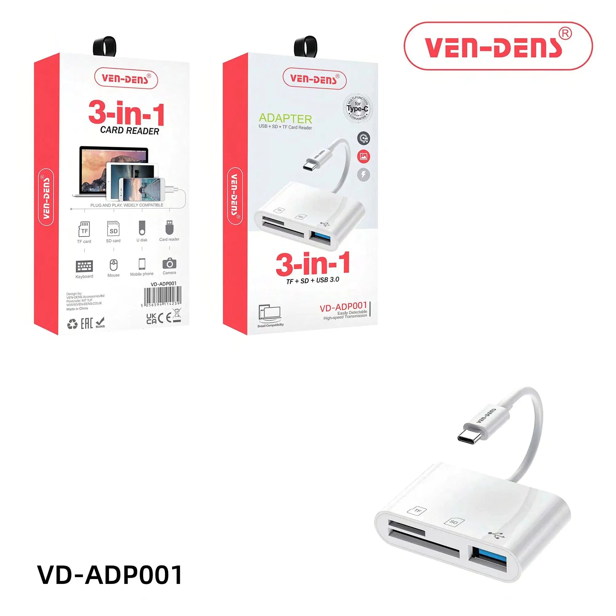 3-in-1 Mobile Adapter - TF Card, SD Card, & High-Speed USB 3.0 Reader ...